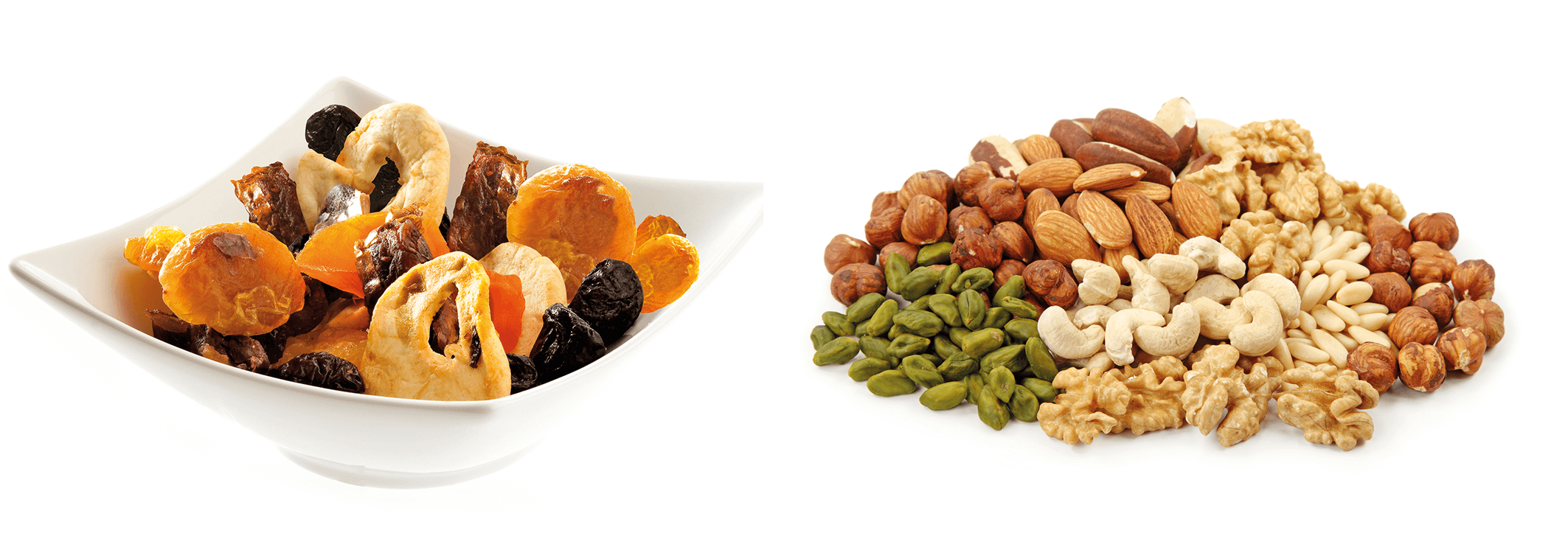 Getrocknete Früchte und Dörrobst – und dazu gehören auch Datteln, Nüsse ...